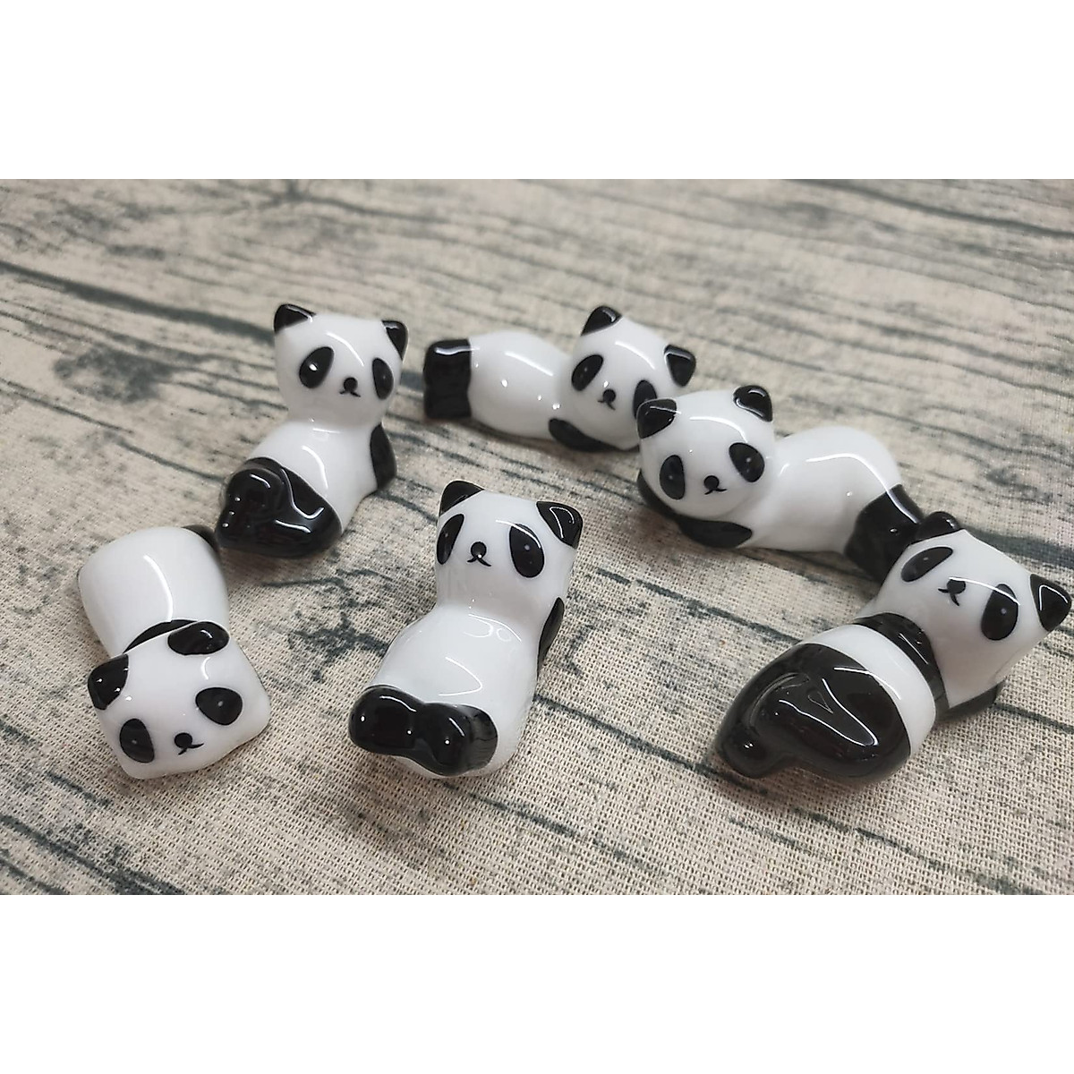 6 Pack Cute Ceramic Panda Stand Rest Rack, Mini Chopsticks Stand Holder for Forks, Spoons, Knife, Tableware, Paint Brushes Home Decoration