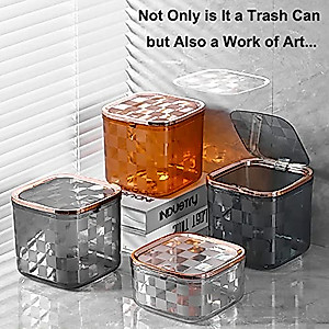 Aiabaleaft Mini Trash Can with Lid, Small Office Garbage Can, Pop Up Countertop Wastebasket for Bathroom Vanity,Coffee Table,Offices,Desktop (Green L)