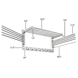 brightmaison BGT Wash Clothes Drying Rack Wall Mount Laundry Room Organizer with Hooks & Swing Arms, 24" Metal Laundry Rack Silver