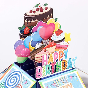 Witgift 3D Pop Up Birthday Card, Happy Birthday Greeting Cards with Envelope & Blank Card, Birthday Gifts for Kids, Women, Men, Wife, Husband, Mom, Dad, Sister, Friend