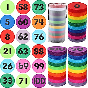 100 Pcs Carpet Marker with Number 1-100 Classroom Floor Circles Dots Spots Mats Rug Circles Sit Markers Stickers for Kindergarten Preschool Teachers Student Kids Group Activities, 4 Inch,10 Color