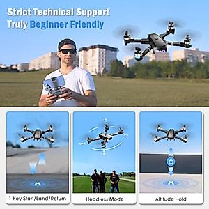 ATTOP Drone with Camera for Adults, 2K Live Video 120° Wide Angle APP-Controlled Camera Drone for Kids 8-12, Beginner Friendly with 1 Key Fly/Land/Return, Remote/Voice/Gesture/Gravity Control, FPV Drone w/ Safe Emergency Stop, 360° Flip, VR Mode, Carrying