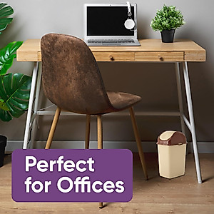 Superio Small 2.5 Gallon Plastic Trash Can with Swing Top Lid, Compact Slim Waste Bin for Under Desk, Office, Bedroom, Bathroom, Dorm Room, 10 Qt. Portable Garbage Can (Beige/Browm, 2 Pack)