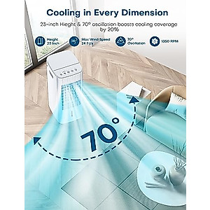 TEMEIKE 3-IN-1 Evaporative Air Cooler, Swamp Cooler Air Conditioner Portable for 1 Room w/Remote, 3 Speeds & 2 Modes, 70° Oscillation & 7H Timer, Windowless Evaporative Cooler for Indoor Office Home