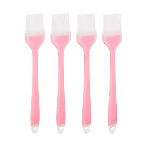 HARFINGTON 4pcs Silicone Pastry Brush, 1.38"x8.27" Heat-Resistant Basting Oil Butter Sauce Tool for Barbecue Cooking Baking, Pink