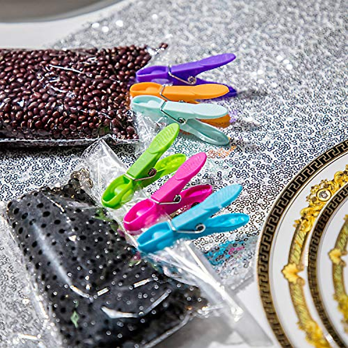 Boao 48 Pieces Washing Line Pegs Clothes Pegs Strong Clothes Pegs Clothespin Clothes Clips Firm Grip Soft Plastic Laundry Pegs for Home Clothes Windproof Supplies (Rainbow Color)