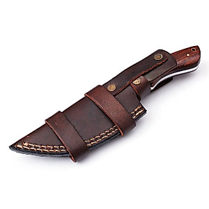 Grace Knives Handmade Damascus Steel Hunting Knife Fixed Blade Knife 8.5 Inches with Leather Sheath G-151