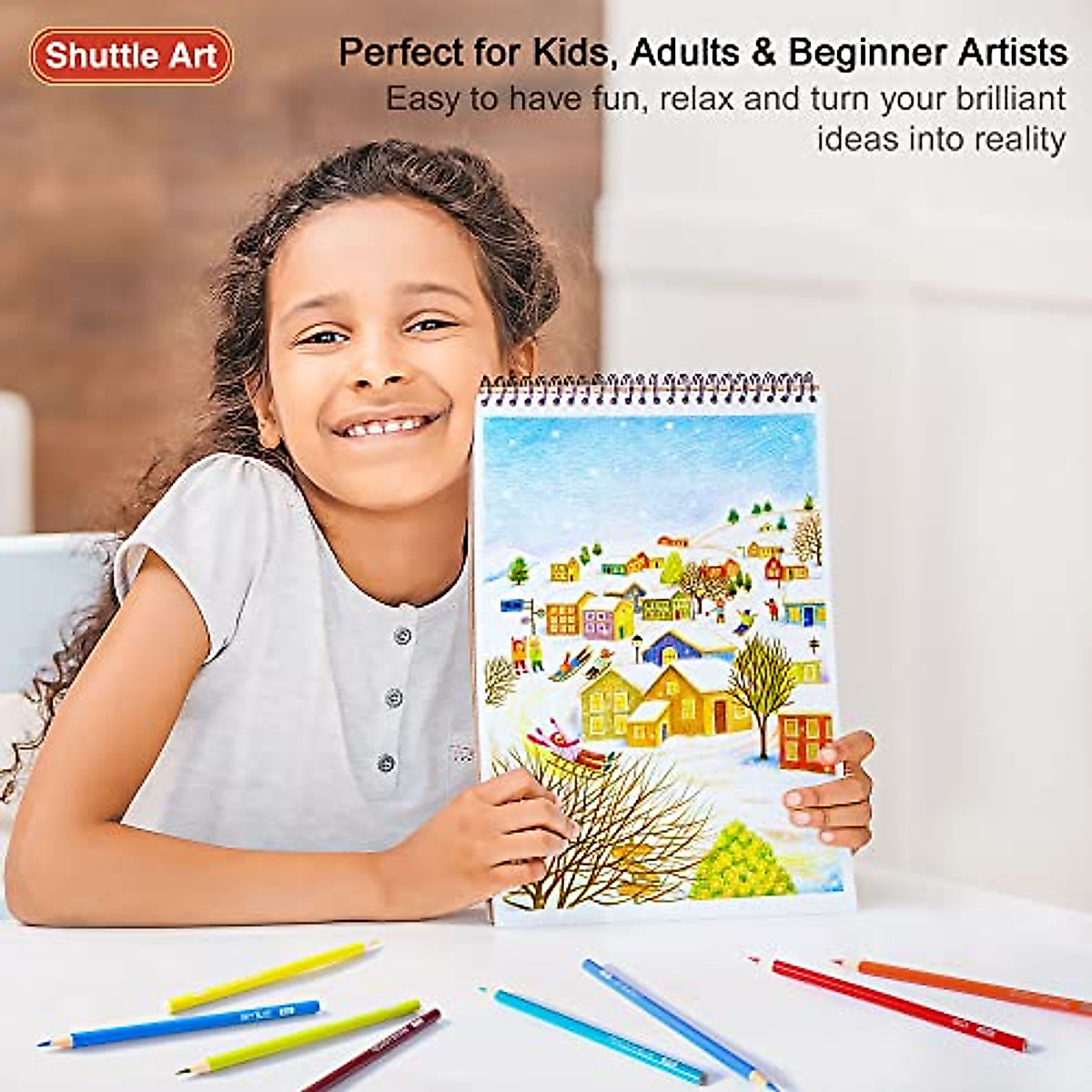 Shuttle Art 136 Coloured Pencils , Soft Core Colouring Pencils Set for Adult Colouring Books, Doodling, Sketching, Drawing, Art Supplies