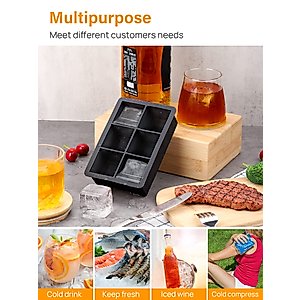 Kootek Ice Cube Trays with Lid (Set of 4), Silicone Large Square Ice Cube Maker Ice Cube Molds for Whiskey, Cocktails and Homemade Freezer