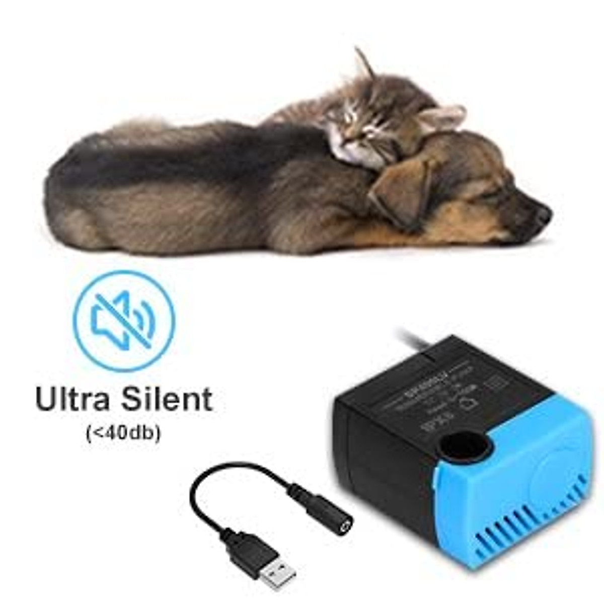 Carcent SP-400LV Cat Water Fountain Pump, Cat Fountain USB Replacement Pump with Adapter Compatible with Drinkwell Ceramic, Butterfly, Seaside, Stainless Steel, 360 Plastic Pet Water Fountain