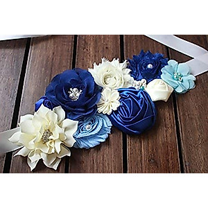 nania maternity pregnancy sash for Mon to be baby shower sash flower sash (Royal blue)