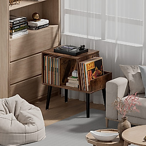 Huakan Record Player Stand, Record Player Table Turntable Stand, Vinyl Record Storage Multifunctional Bookcase for Albums LP