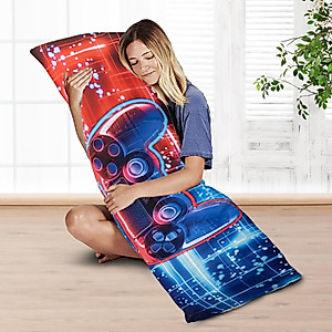 Meeting Story Game Gaming Body Pillow Cover Gamer Bedding Pillowcase with Envelope Closure for Boys Kids Adults (Blue-Purple)
