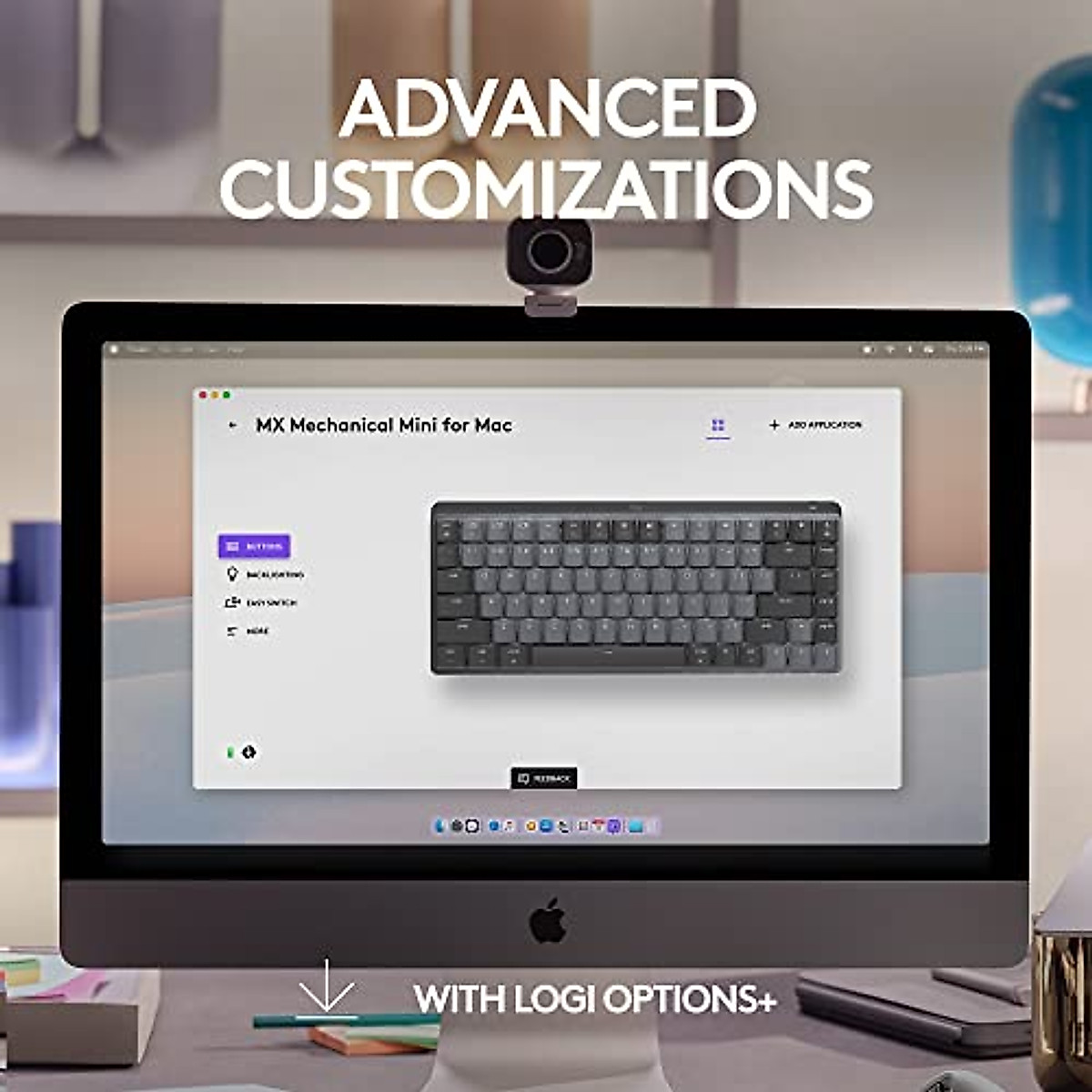 Logitech MX Mechanical Mini for Mac Wireless Illuminated Keyboard, Low-Profile Performance Switches, Tactile Quiet Keys, Backlit, Bluetooth, USB-C, Apple, iPad - Space Grey