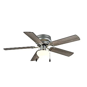 MAINSTAY Mainstays 44'' Hugger Indoor Ceiling Fan with Single Light, Satin Nickel, 5 Blades, 3 Speed LED, Reverse Airflow