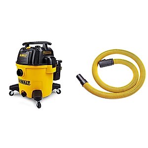 DEWALT 10 Gallon Wet Dry Vacuum Bundle with Vacuum Hose and Filter Bags