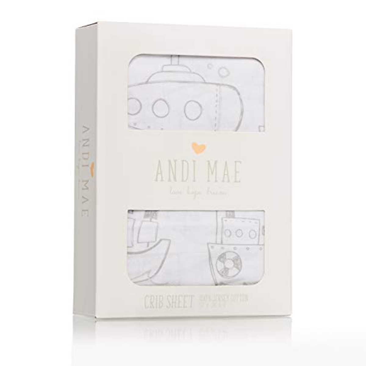 Andi Mae Crib Sheet - Grey Boats -100% Jersey Cotton - Fits Standard Crib or Toddler Mattresses