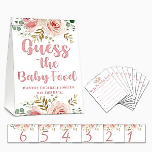Baby Shower Games - Guess the Baby Food Game Set - Gender Reveal/Pregnancy Announcement Party Supplies - A02