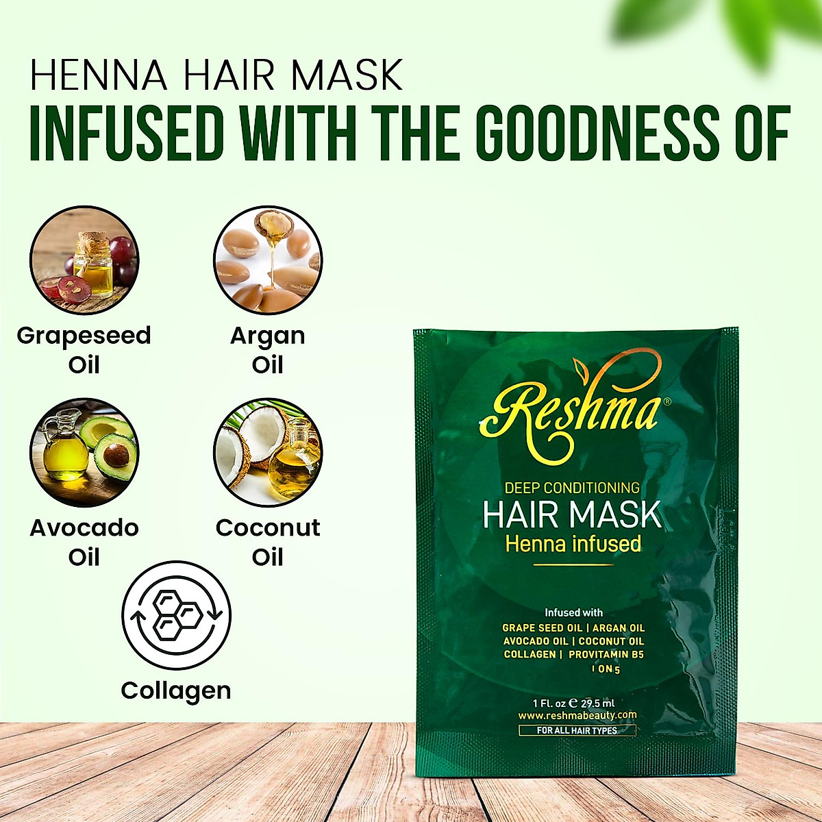 Reshma Beauty Deep Conditioning Hair Mask |Hair Treatment Infused with Collagen & Pro-Vitamin B5|Restorating & Nourishing for All Hair Types | (Pack of 1), 1.05 fl.oz