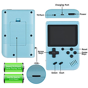 Handheld Game Console, 500 Classic FC Retro Game with 3.0" LCD Screen, Portable Video Games, 1200mAh Rechargeable Battery, Support to Connect TV & 2 Players