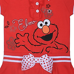 Sesame Street Elmo Girls’ Polo Dress for Infant and Toddler – Red/White