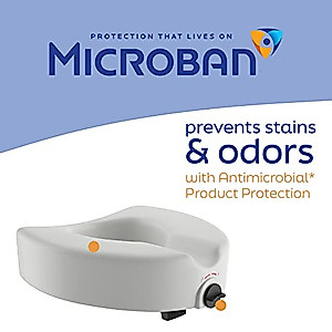 Medline Locking Elevated Toliet Seat, with Arms, White, 5"