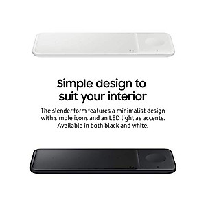 Samsung Electronics Wireless Charger Trio, Qi Compatible - Charge up to 3 Devices at Once - for Galaxy Phones, Buds, Watches, and Apple iPhone Devices, White (US Version)