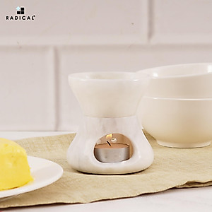 Radicaln Marble Butter Warmer White 4" Inches Handmade Food Warmers For parties - Food Warmer Butter Warmer Fondue Set For Kitchen - White Chocolate Melts With Butter Melter