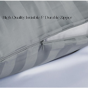 Pillow Cases Standard Size, 100% Egyptian Cotton Pillow Protectors with Zipper, 400 Thread Count Sateen Weave Grey Pillowcases Standard Size Set of 2, Premium Quality Pillow Covers for Home/Hotel