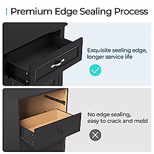 LINSY HOME Black Dresser, Black Chest of Drawers for Bedroom, 5 Drawer Dresser with Metal Handles, Tall Dresser for Nursery, Entryway, and Closet Storage