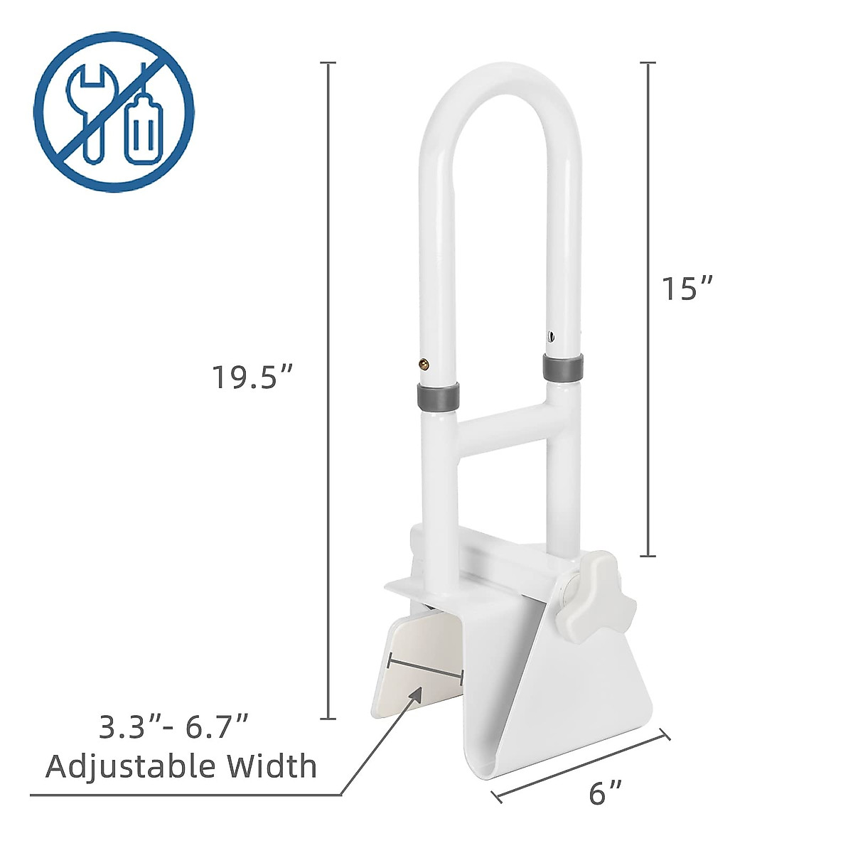HEPO Grab Bars for Bathtubs and Showers, Adjustable Bathtub Safety Rail for Seniors, Tub Grab Bar for Bathroom, Assistance Bathtub Handle Clamp for Elderly Bath Support, White