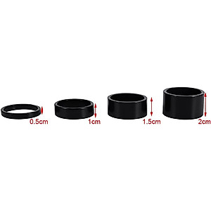 DEWIN 4 PCS Bicycle Headset Spacer Bike Handlebar Stem Spacers Aluminum Alloy Headset Stem Spacer Set Fit 28.6mm Bicycle Front Stem 5MM 10MM 15MM 20MM