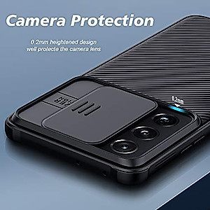 imluckies for Samsung Galaxy S21 Ultra Case with Camera Cover, Hard PC Back & Soft Bumper, Protective & Slim Fit, Camera Protection Case for Samsung Galaxy S21 Ultra 6.8"-Black