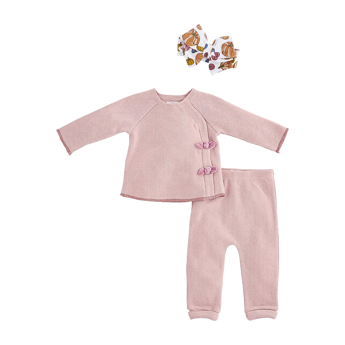 Mud Pie Pumpkin Outfit and Headband Set, Pink, 9-12 Months