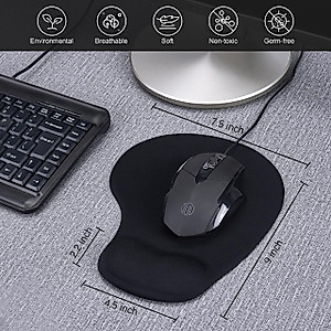 JIKIOU 2 Pack Ergonomic Mouse Pads with Comfortable and Cooling Gel Wrist Rest Support and Lycra Cloth, Non-Slip PU Base for Easy Typing Pain Relief, Durable and Washable for Easy Cleaning