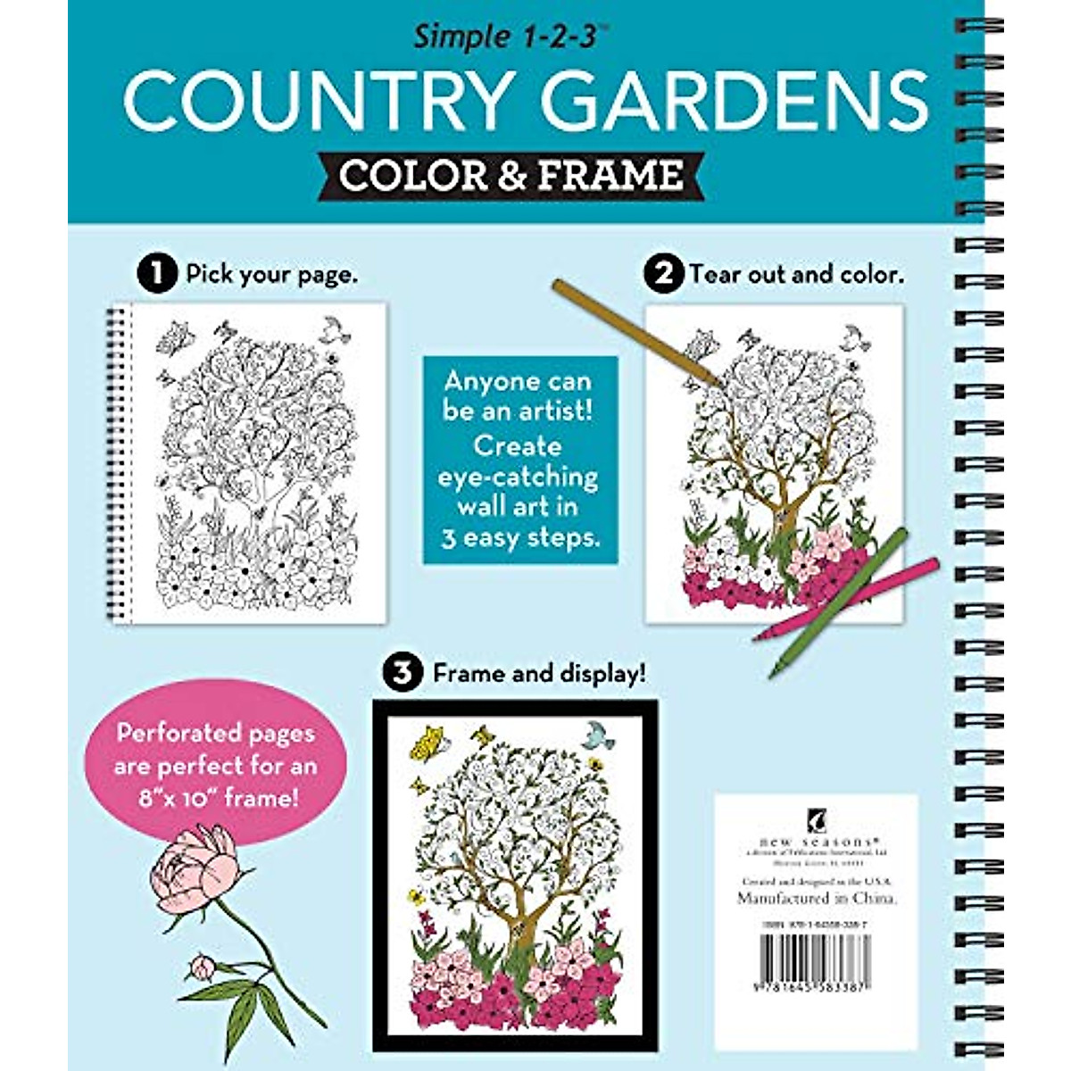 Color & Frame - Country Gardens (Adult Coloring Book)
