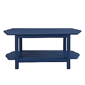 MINPINSER 2 Tier Patio Table-Outdoor Coffee Table Adirondack Deck Table HDPE Pool Side Table, Blue