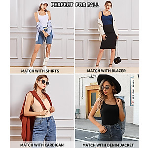 V FOR CITY Women's Built-in Bra Tank Adjustable Wide Strap Camisole Tops Scoop Neck Cotton Cami Shirts M