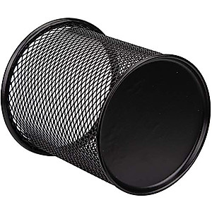 Nicunom 12 Pack Metal Pen Holder Mesh Pencil Holder Desk Organizer Mesh Round Pen Cup Pencil Cup for Desk Office Pen Organizer, Black