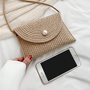 jascaela Women's Straw Woven Crossbody Bag Summer Beach Clutch Purse - Khaki