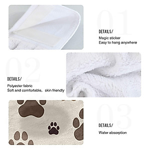 Dogs Paw Prints Hanging Kitchen Towels Animal Pets Bathroom Hand Tie Towel Fast Drying Dish Tea Towels for Bath Tabletop Gym Home Decor Set of 2
