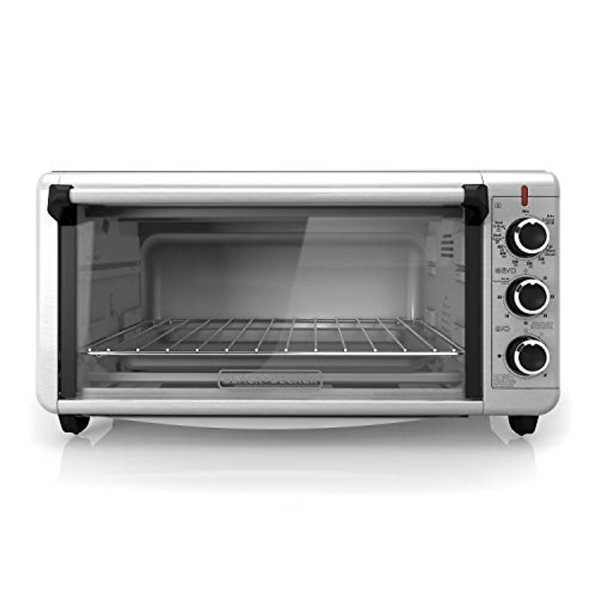BLACK+DECKER TO3240XSBD 8-Slice Extra Wide Convection Countertop Toaster Oven, Includes Bake Pan, Broil Rack & Toasting Rack, Stainless Steel/Black Convection Toaster Oven