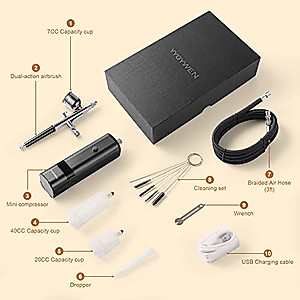 Cordless Airbrush Kit with Compressor, 32PSI Handheld Mini Air Brush Gun Set, Portable High Pressure Air Brushes for Painting, Tattoo, Nail Art, Mode, Makeup, Cake, Barber