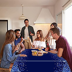 3pcs Blue and Silver Tablecloth for Rectangle Tables Sequin Dot Confetti Table Cover Sparkly Disposable Tablecloths Birthday Decorations Wedding Anniversary Indoor Outdoor Holiday Decor(Plastic)
