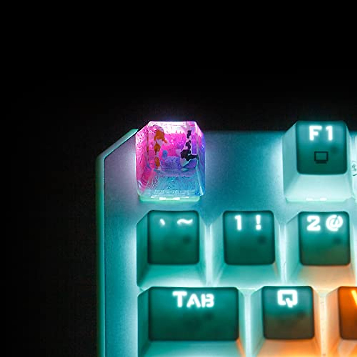 Backlit Key Cap for Cherry MX Mechanical Koi Fish Resin Artisan Keycaps 1U