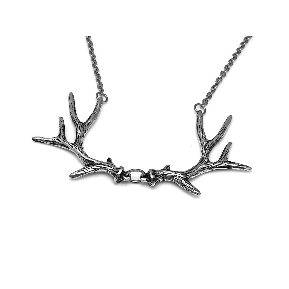 Deer Antler Choker Necklace in Pewter