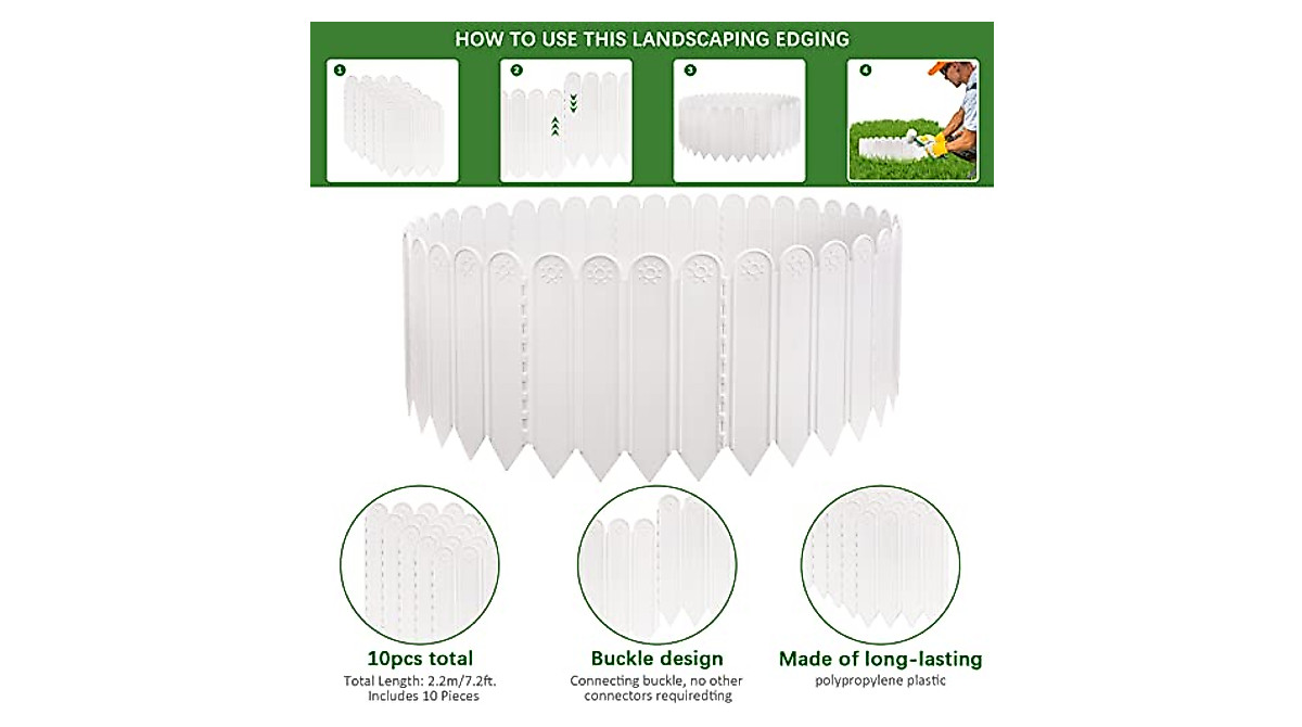 EEOCWF White Garden Edging Borders - Durable Landscape Edging Kit