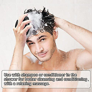 FREATECH Updated Hair Scalp Massager Shampoo Brush with 2 Types of Silicone Bristles, Finely Clean and Scrub Gently, Care for Sensitive & Delicate Scalp, Exfoliate and Stimulate Hair Growth, Black