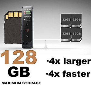 128GB Digital Voice Recorder with Playback, Small Voice Activated Recording Device for Lectures & Meetings, Bluetooth Noise Cancelling Audio Recorder Device, 18hrs Live Monitor with Earphones