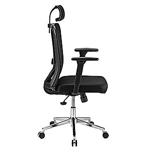 Halter Ergonomic Office Chair with Lumbar Support, Executive Mesh Desk Chair Computer Chair with Swivel, Headrest, and Armrests, Height Adjustable Comfortable Task Chair with Rolling Casters, Black